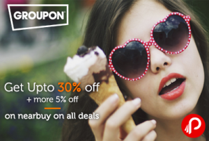 Get Upto 30% off + more 5% off on nearbuy on all deals - Groupon