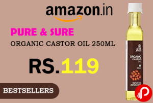 Pure & Sure Organic Castor Oil 250ml just at Rs.119 Only - Amazon