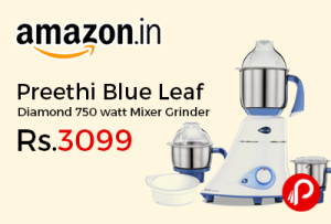 Preethi Blue Leaf Diamond 750 watt Mixer Grinder at Rs.3099 - Amazon